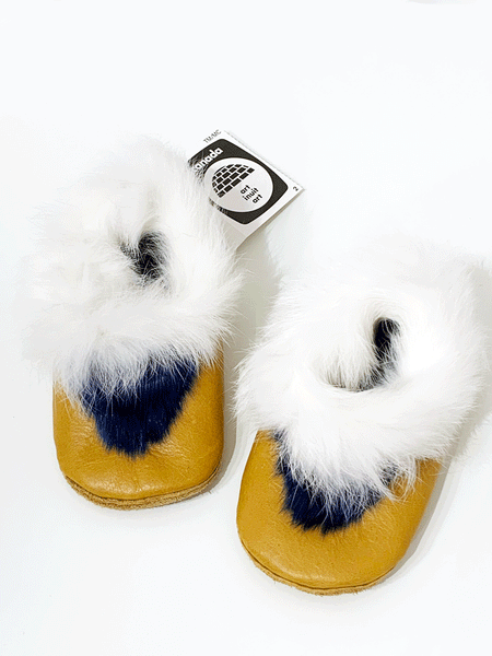 Inuit Leather & Sealskin Tagged "Slippers" - Made In Canada Gifts