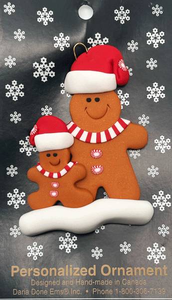 Single Parent Gingerbread Family of 2 Ornament - Made In Canada Gifts