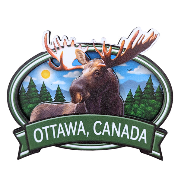 Ottawa Canada 2D Moose - Wooden Magnet - Made In Canada Gifts