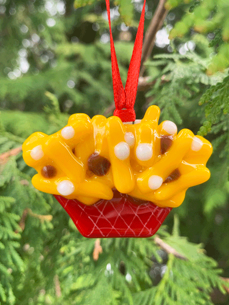 Fused Glass Poutine Ornament - Made In Canada Gifts